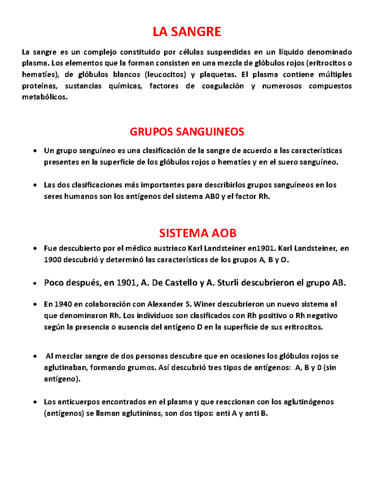 Clase Grupos Sanguineos - LA SANGRE La sangre es un complejo constituido por células suspendidas ...