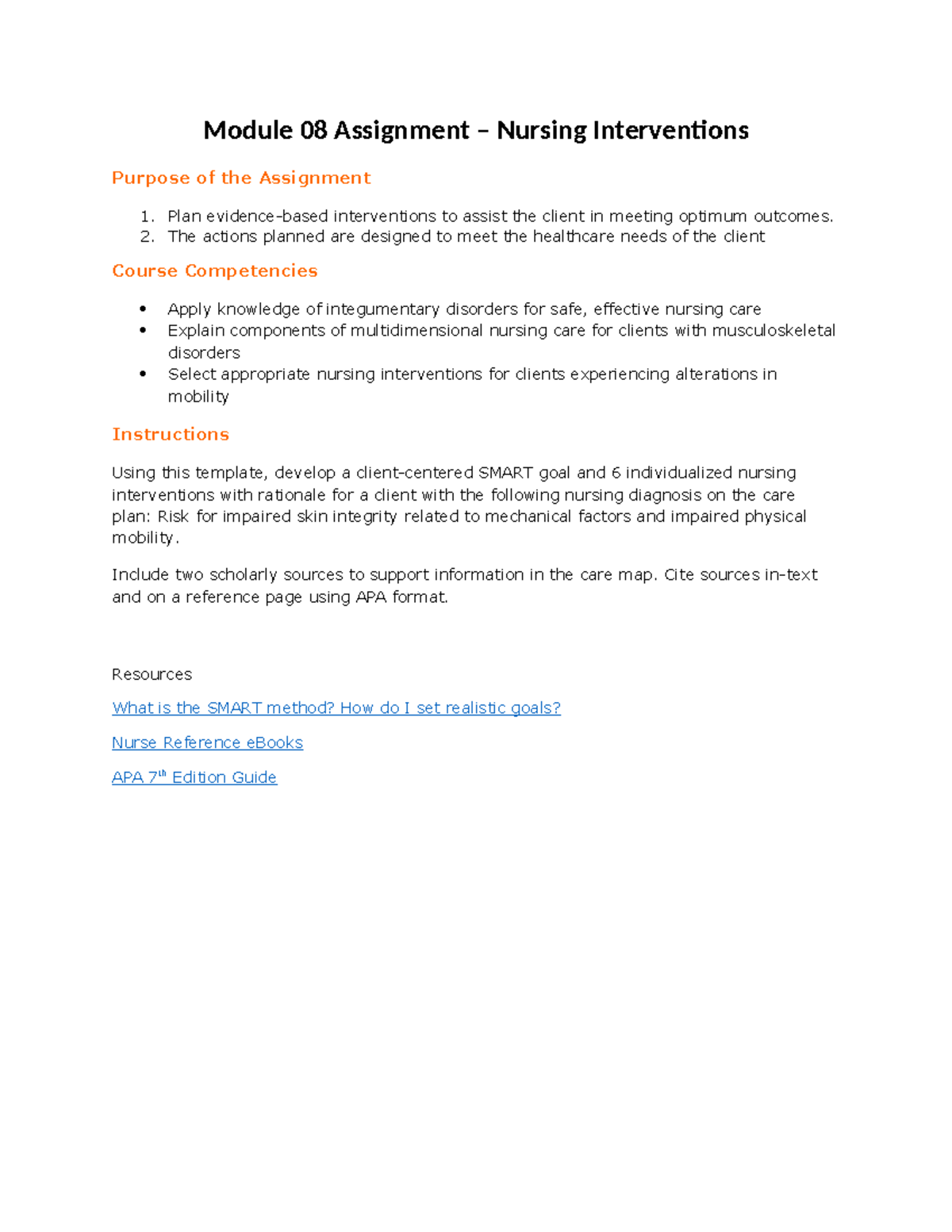 Kayla Nursing Interventions 11242023 - Module 08 Assignment – Nursing ...