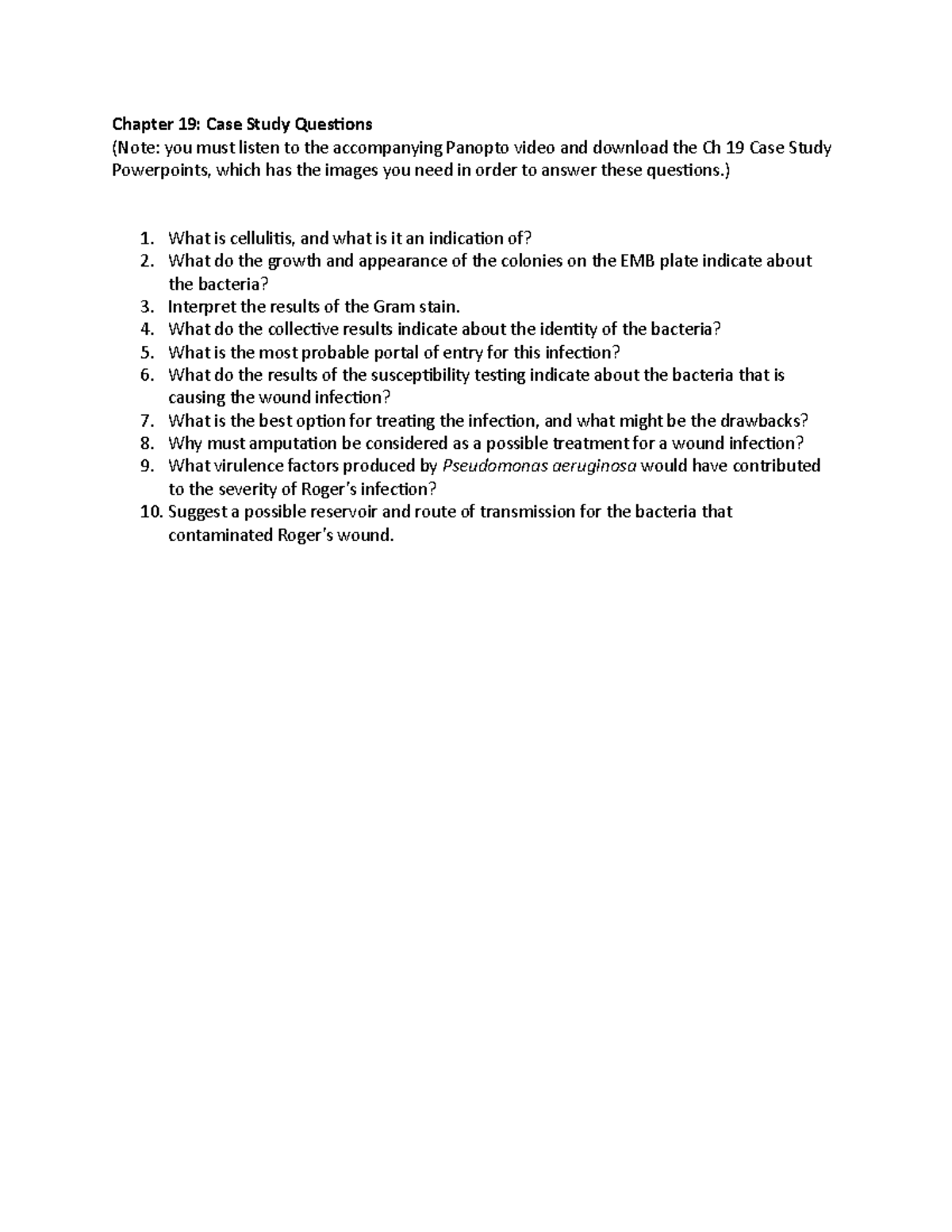 Ch19cs questions study guide - Chapter 19: Case Study Questions (Note ...