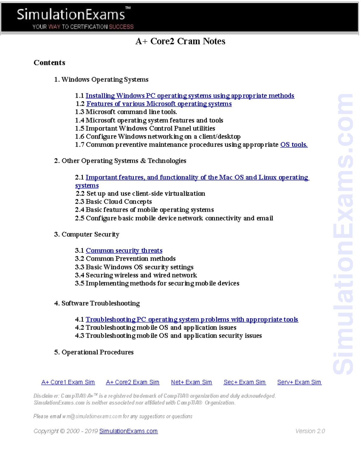 Aplus Core 2 Demo Cramnotes - A+ Core2 Cram Notes Contents 1. Windows ...