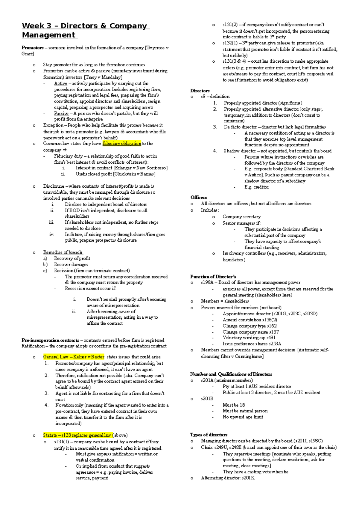 Claw - week 3 - Claw1003 week 3. Notes and revision questions ...