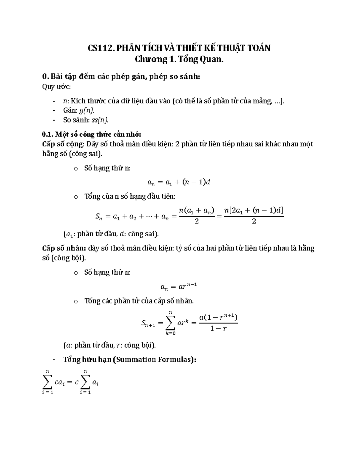 CS112 1-2 - CS112. PHÂN TÍCH VÀ THIẾT KẾ THUẬT TOÁN Chương 1. Tổng Quan ...