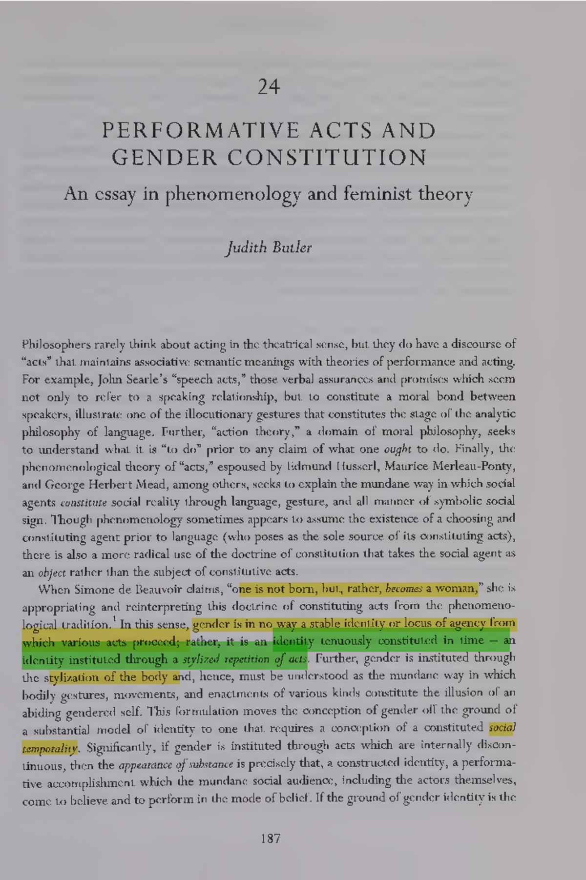08 Butler Performative Acts and Gender Constitution - 24 PERFORMATIVE ...