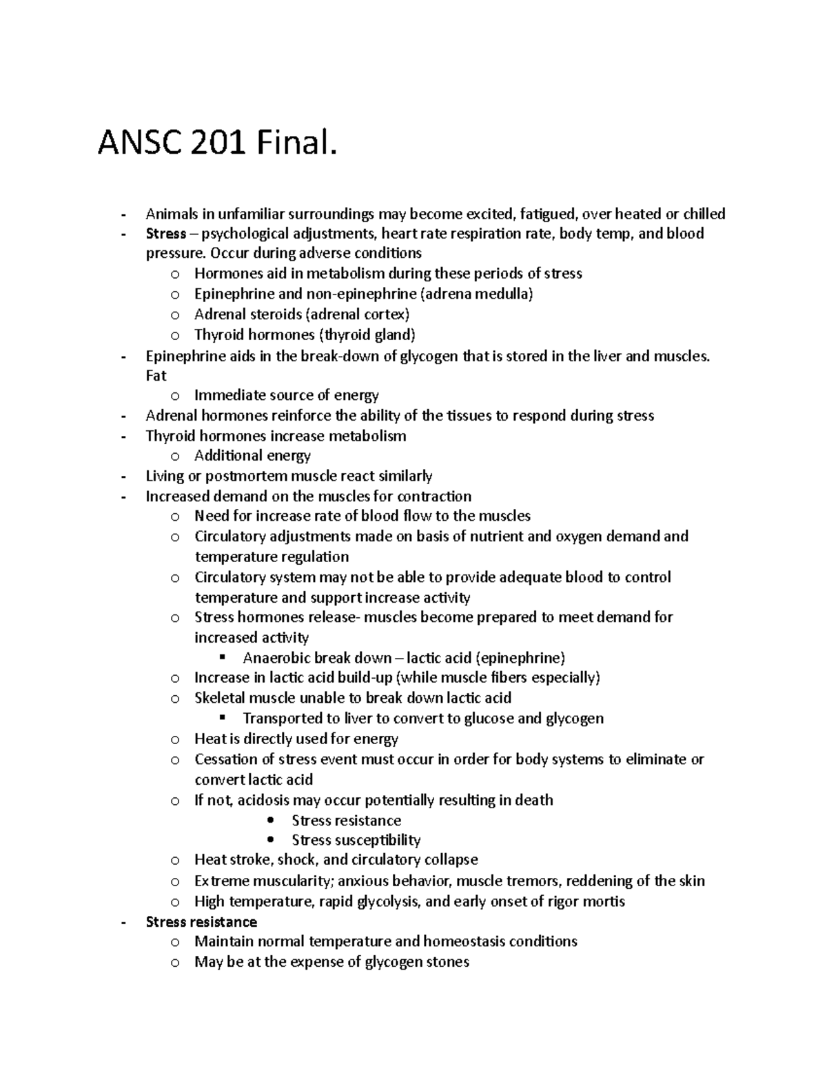 ANSC 201 TEST 2 - Lecture notes 1-5 - ANSC 201 Final. Animals in ...
