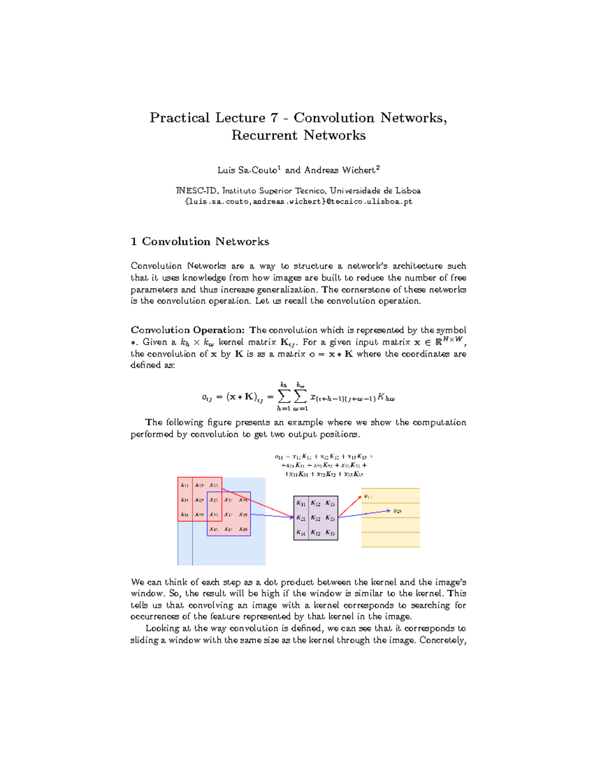 Prvate Lecture 7 CNN RNN - Practical Lecture 7 - Convolution Networks ...