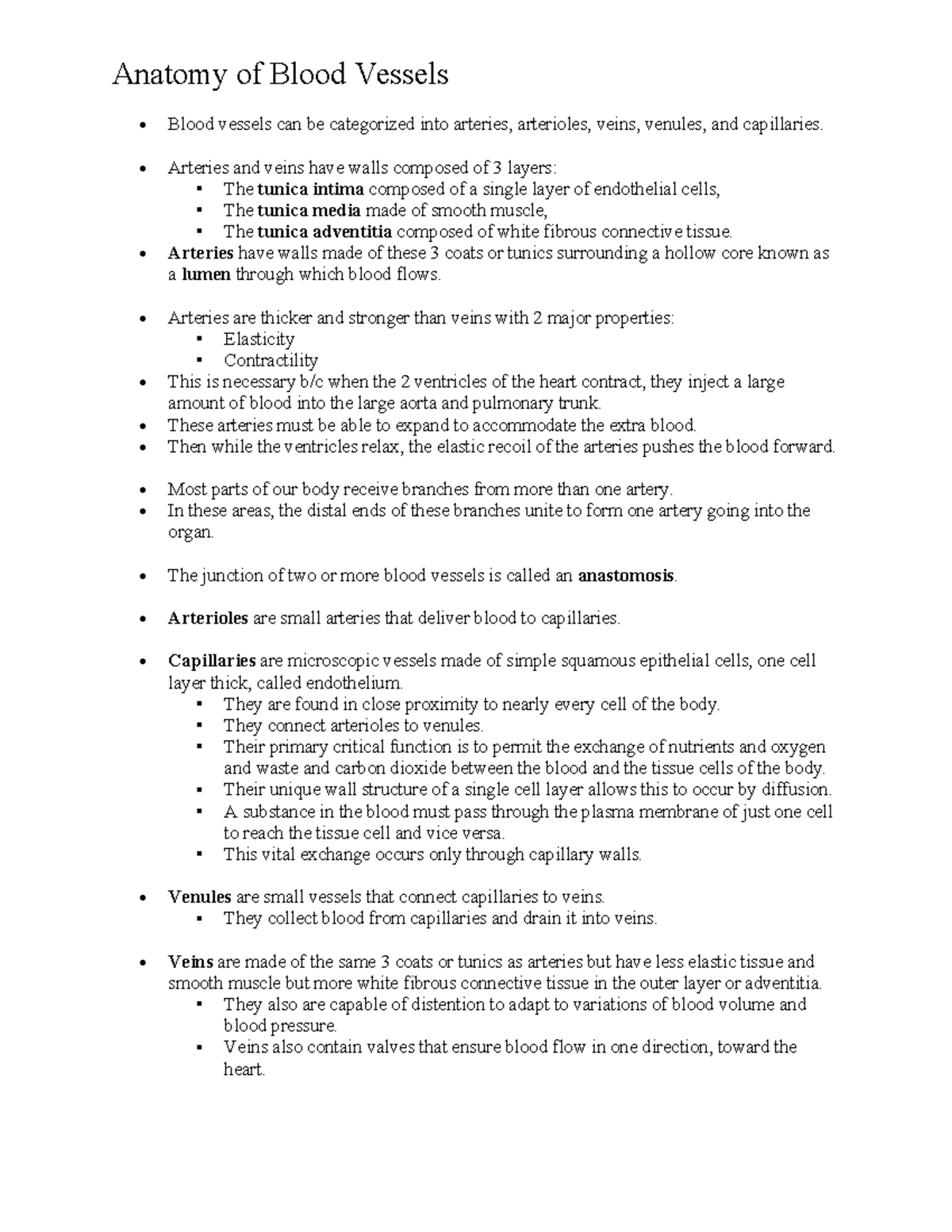 Anatomy of Blood Vessels - Anatomy of Blood Vessels Blood vessels can ...