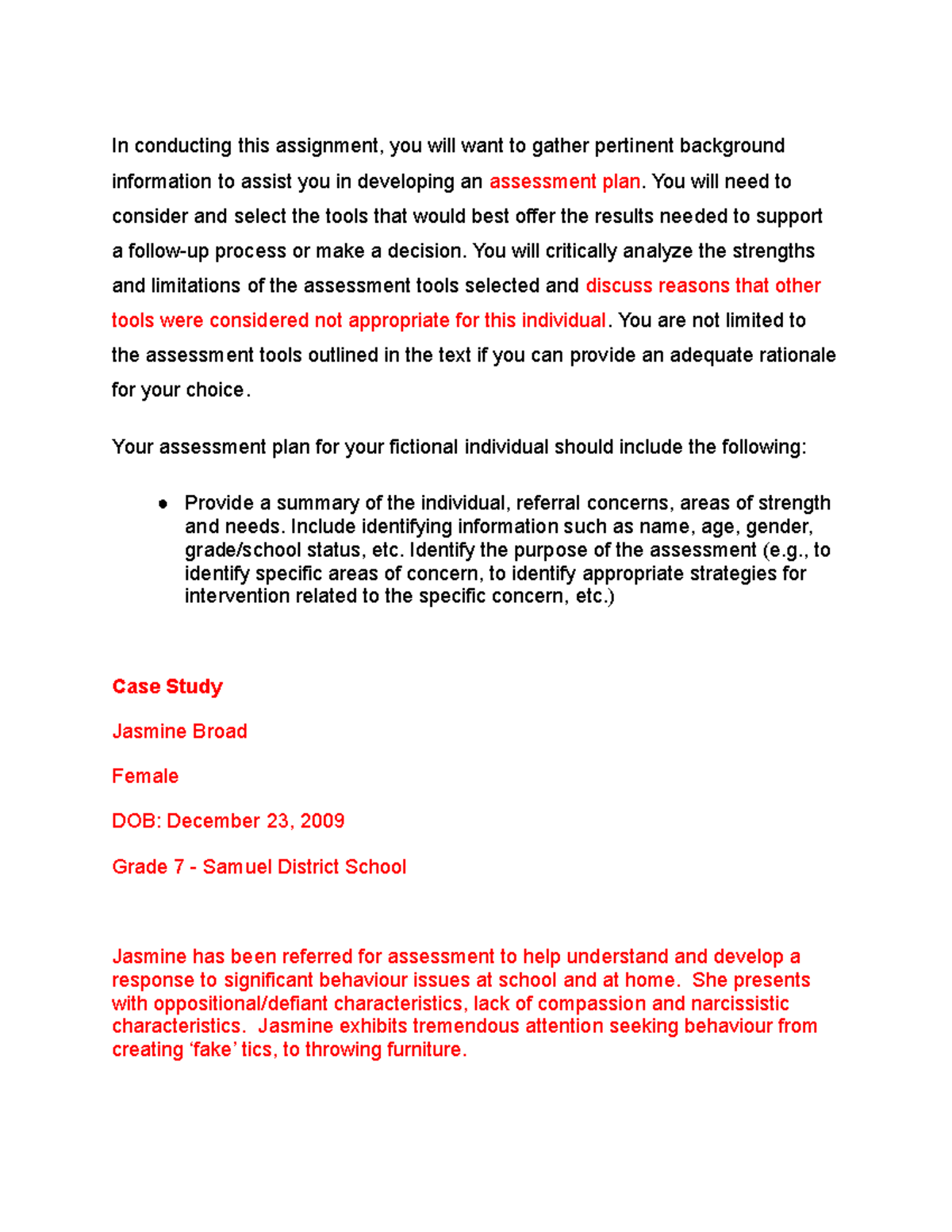 Case Study Adolescent Pyschology - In conducting this assignment, you ...