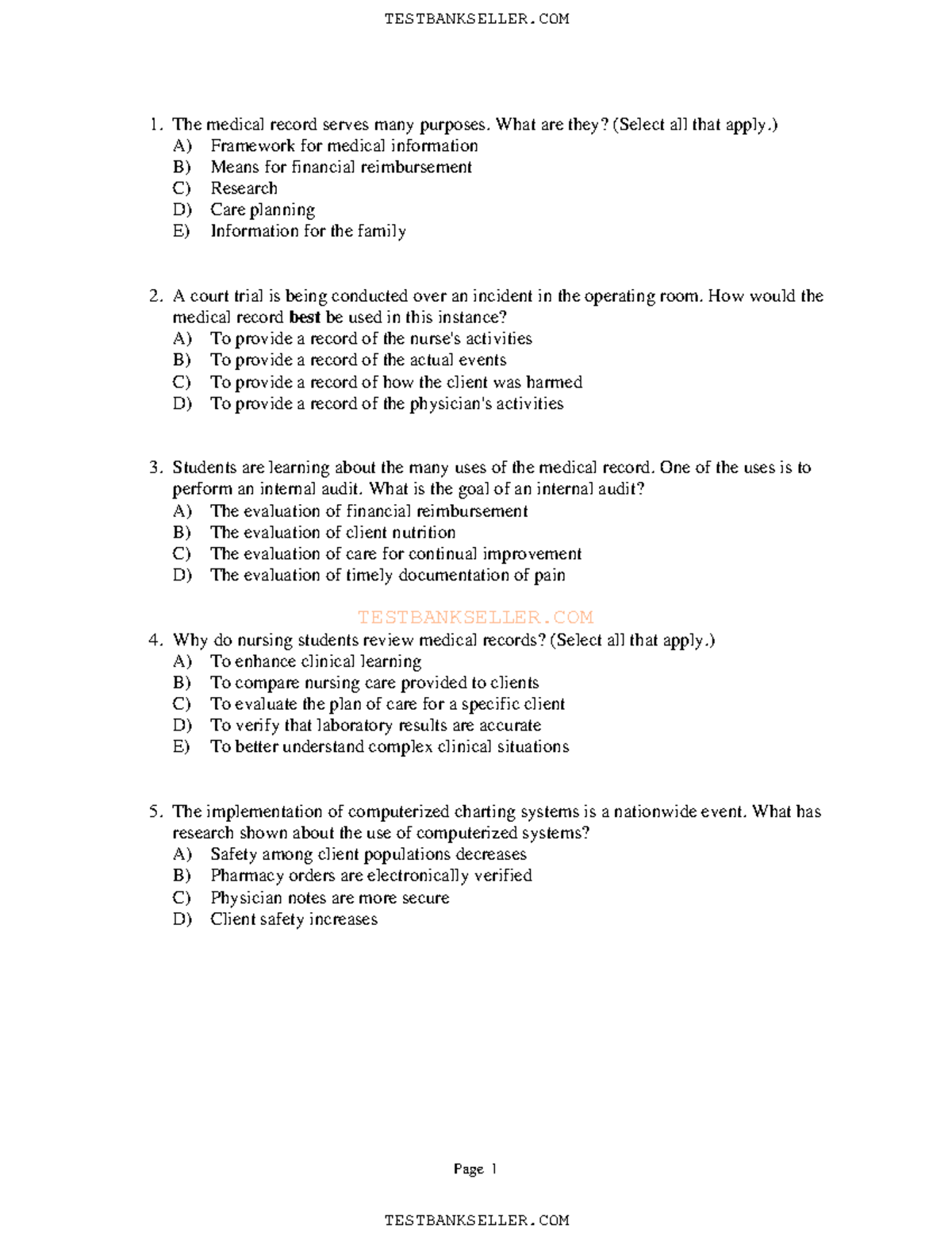 Chapter 4, Documentation and Interprofessional - TESTBANKSELLER Page 1 ...