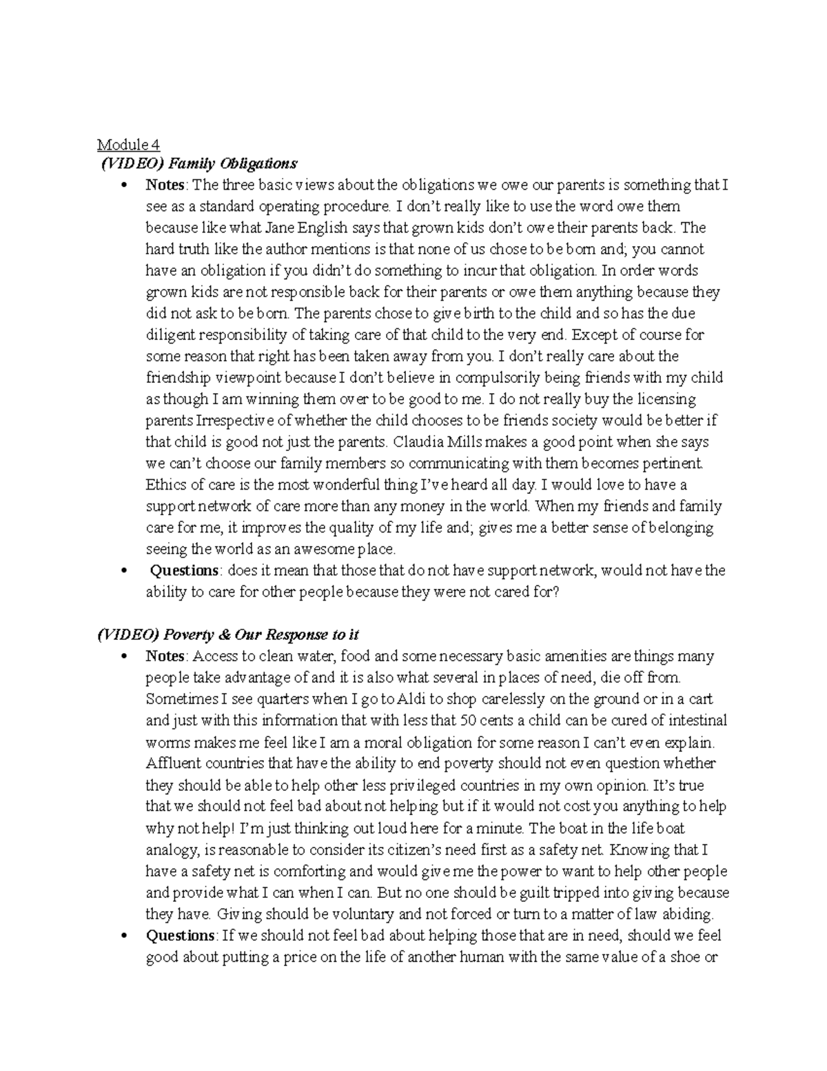 Philosophy Journal 4 - Focusing on being a good person is not a free ...