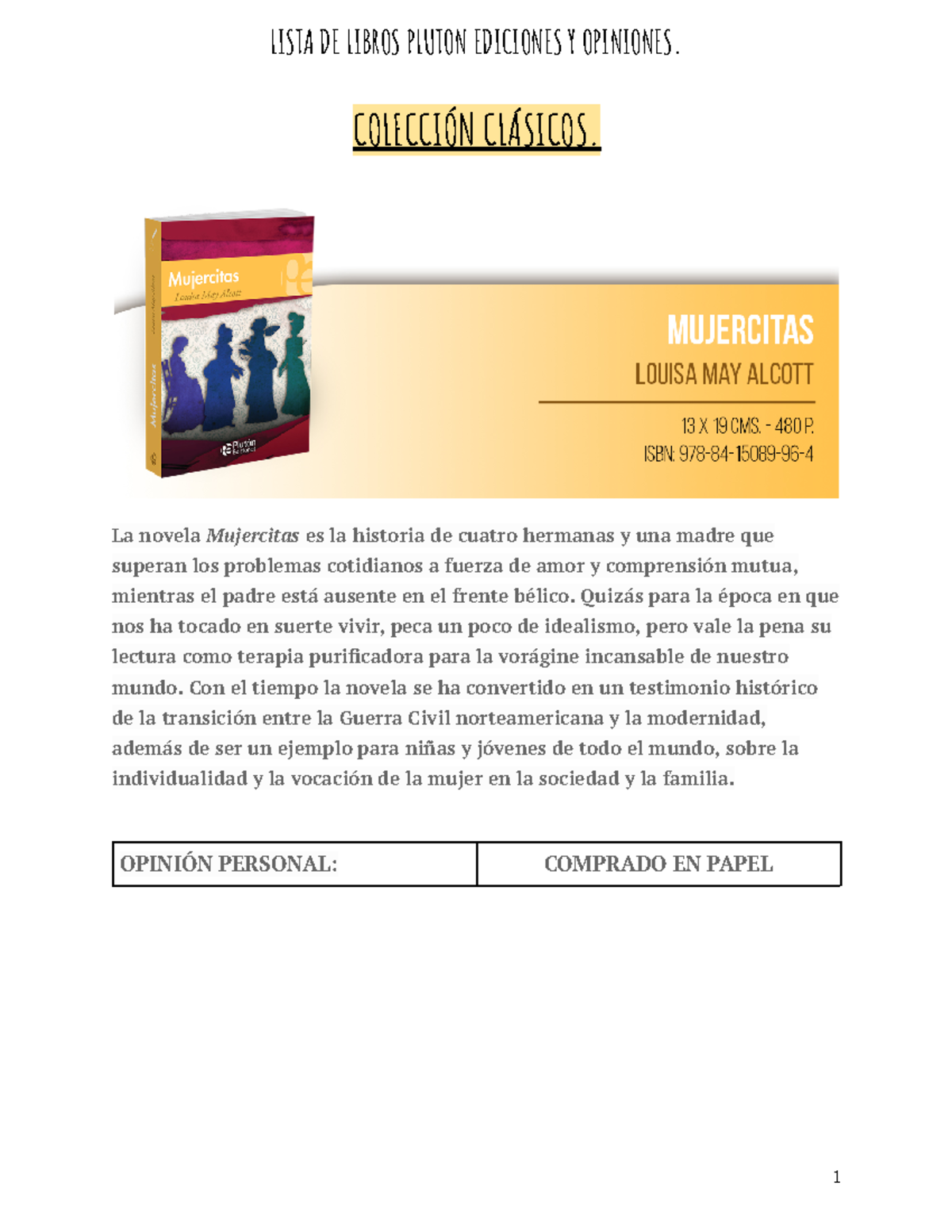 Pluton Ediciones Catalogo (4 Colecciones) - COLECCIÓN CLÁSICOS. La novela Mujercitas es la ...