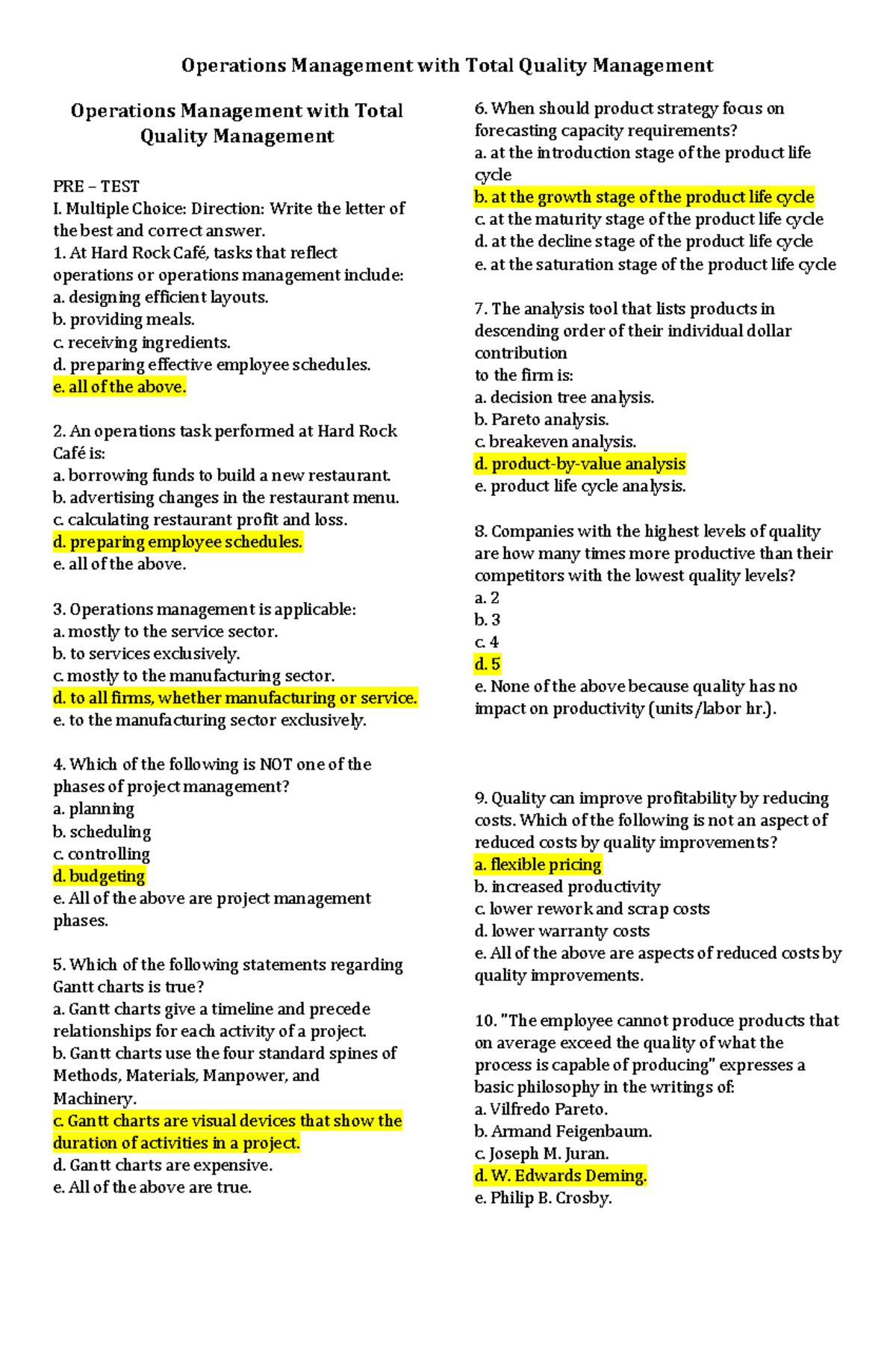 Operations Management L1 - L6 - Operations Management with Total ...