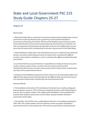 State and Local Government PSC 215 Study Guide Chapters 16-18 ...