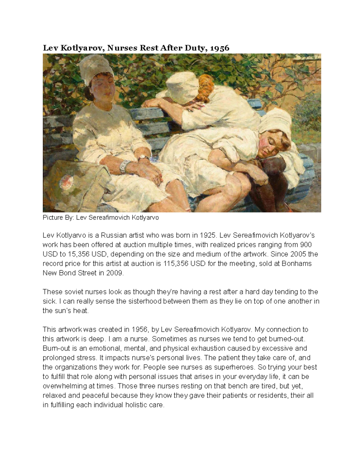 Public speaking - Lev Kotlyarov, Nurses Rest After Duty, 1956 Picture ...