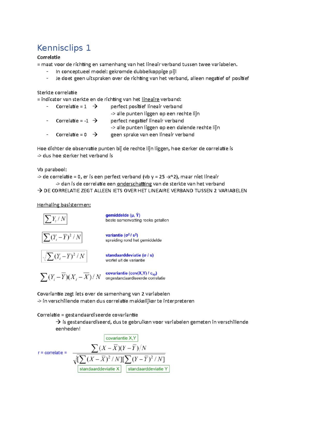 Aantekening kennis en additionele clips college 1 - Kennisclips 1 ...