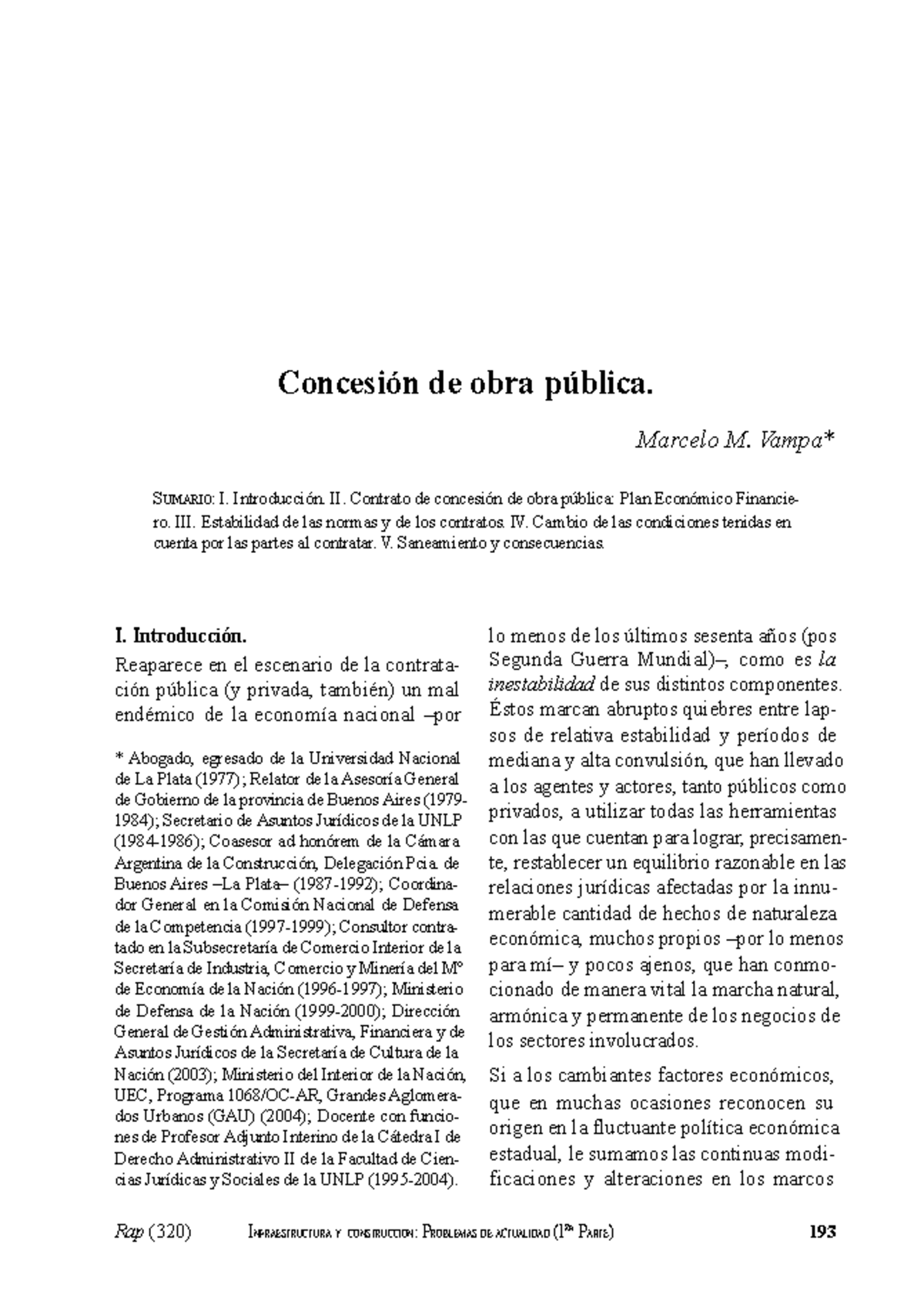 Concesión DE OBRA Pública Vampa - Concesión de obra pública. Marcelo M ...