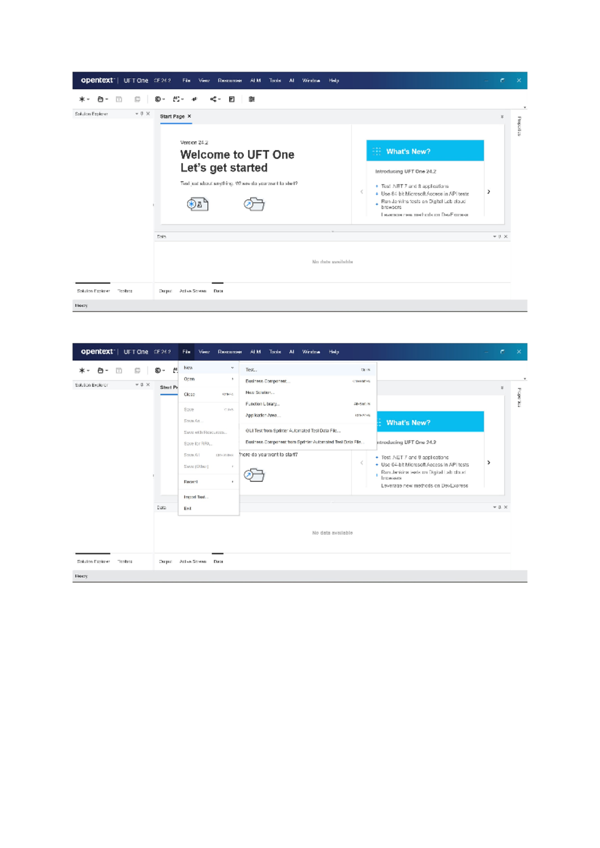 EXP1 - STM LAB1 - opentext UFT One CE 24 File View Resources ALM Tools ...