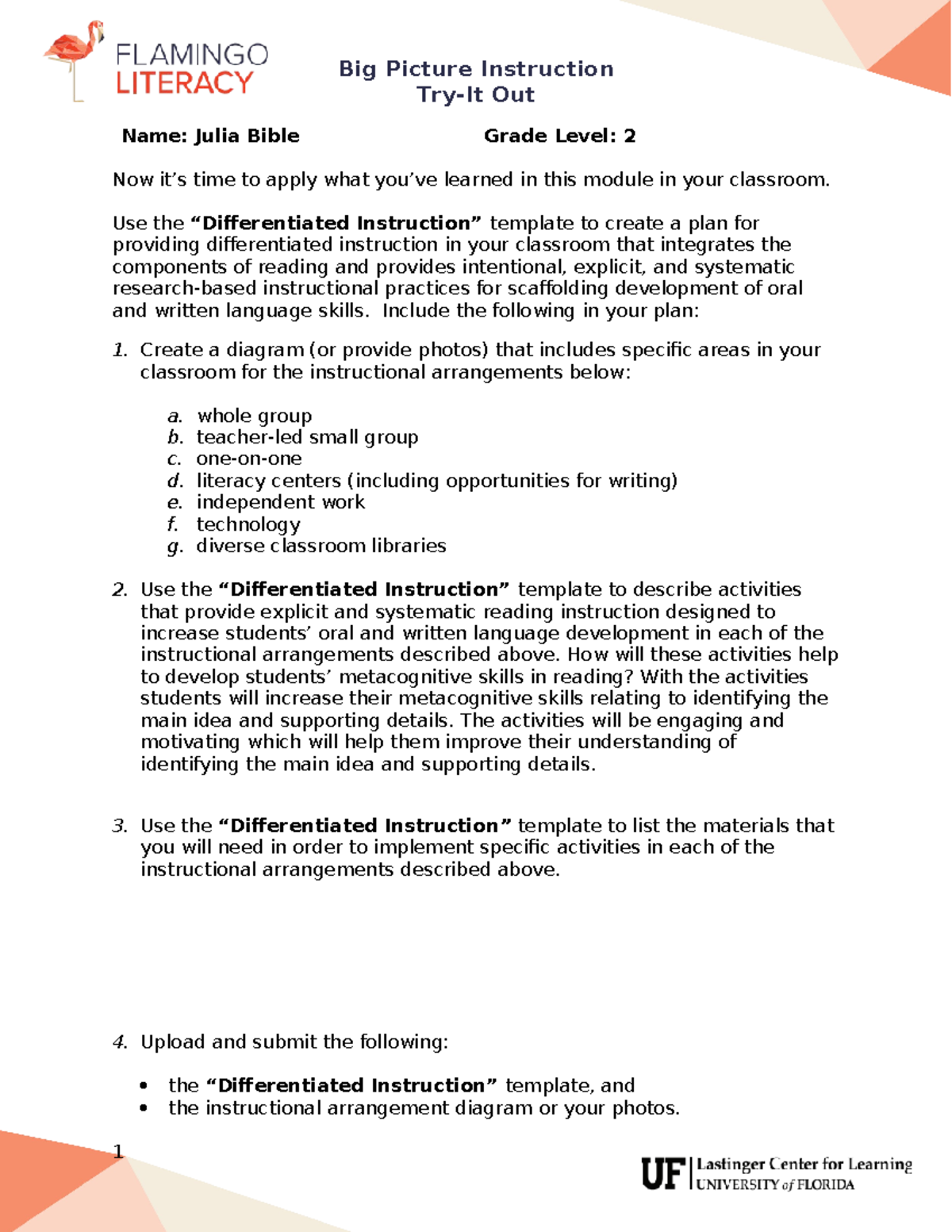 Big Picture Instruction Assignent - Try-It Out Name: Julia Bible Grade ...