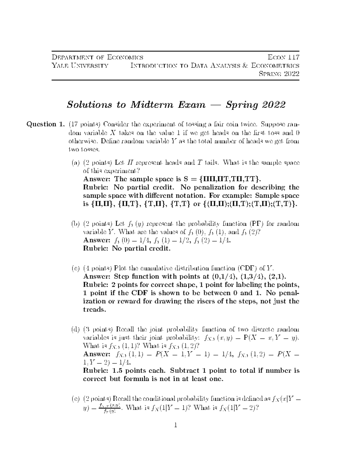 Midterm-spring-2022 rubric - Department of Economics Econ 117 Yale University Introduction to ...