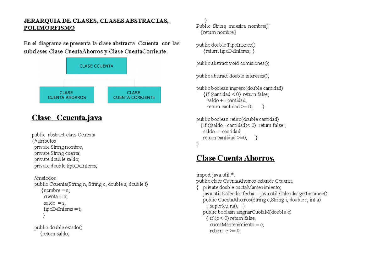 Java Cuenta - POO - JERARQUIA DE CLASES, CLASES ABSTRACTAS ...