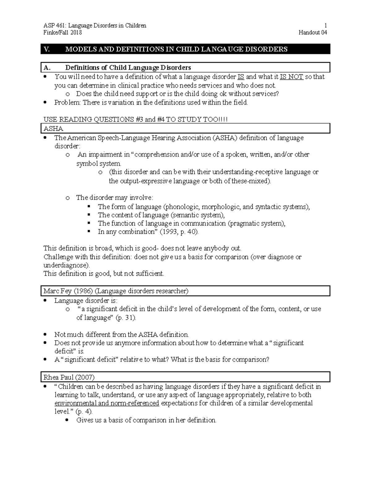 04 Definitions and Models - ASP 461: Language Disorders in Children ...