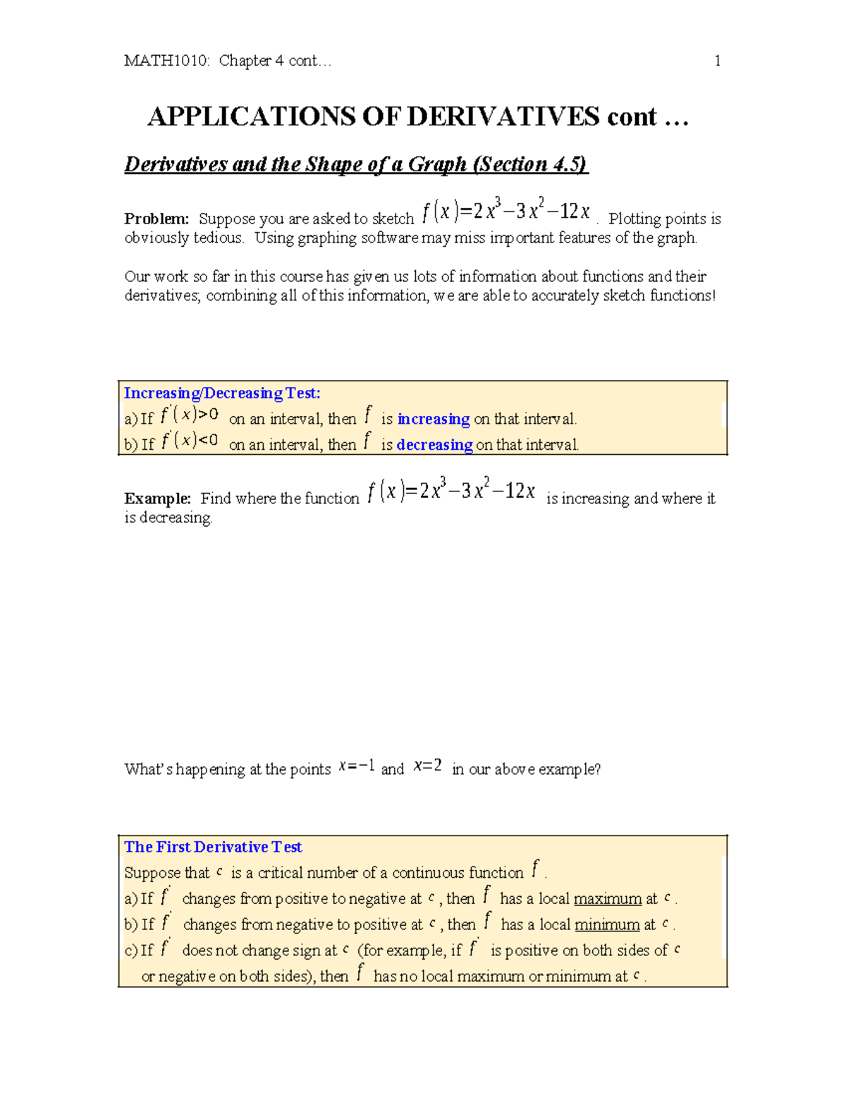 Mod7a sketch L'Hop - APPLICATIONS OF DERIVATIVES cont ... Derivatives ...
