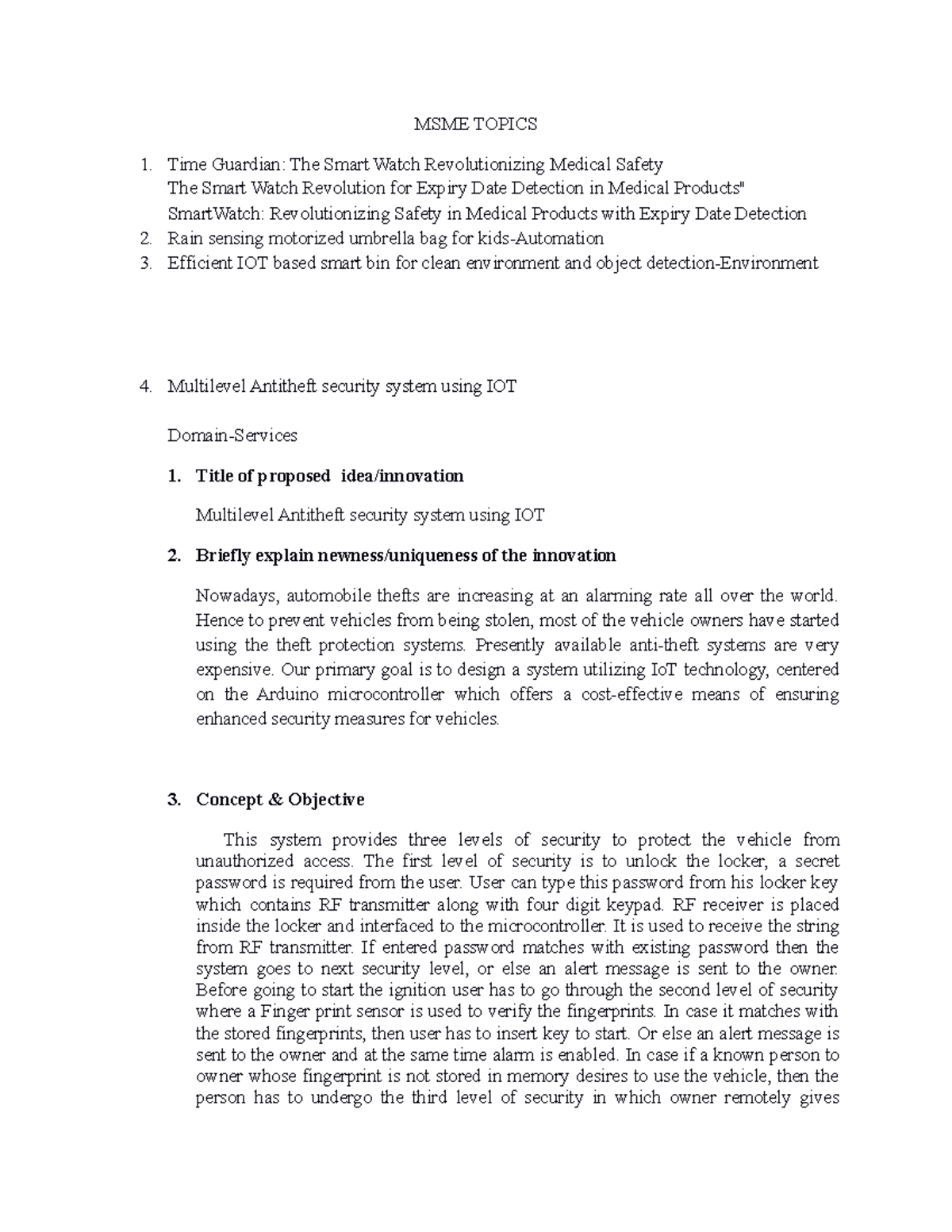 MSME Proposal Details - d sdfd - MSME TOPICS Time Guardian: The Smart Watch Revolutionizing ...