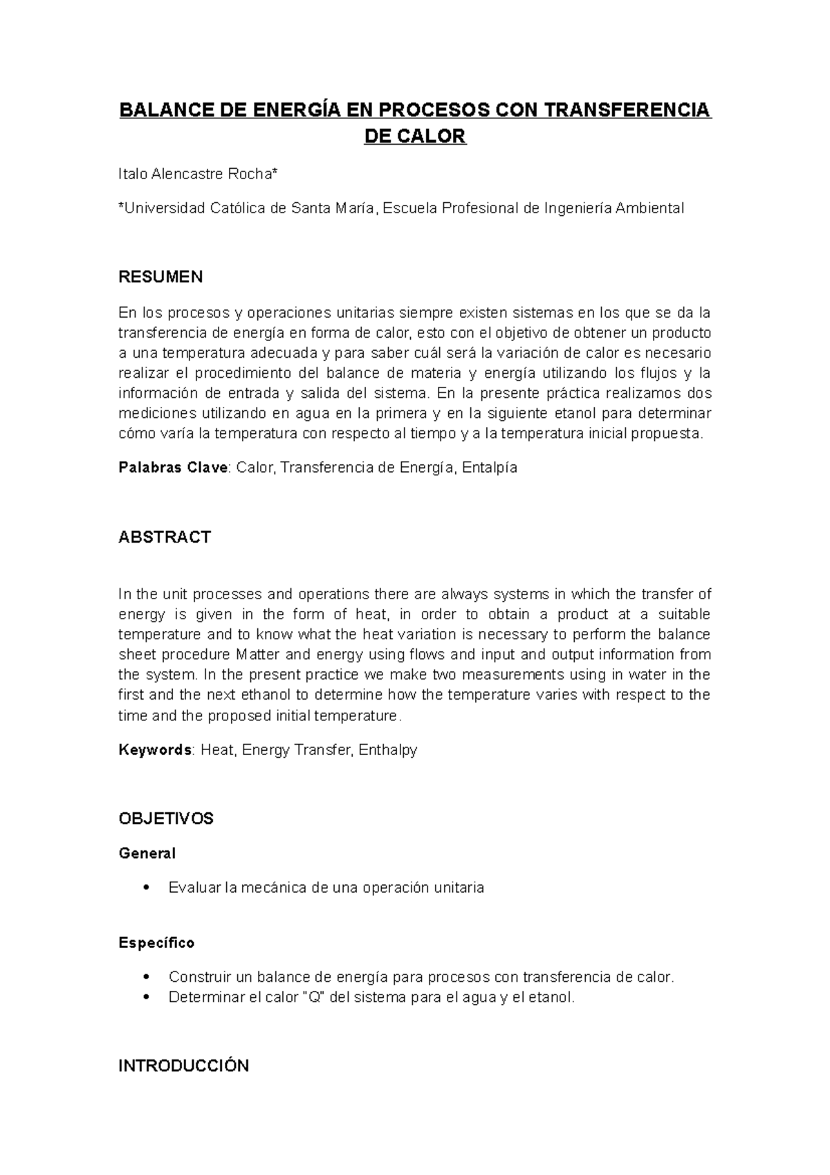 Balance DE Energía EN Procesos CON Transferencia DE Calor - BALANCE DE ...