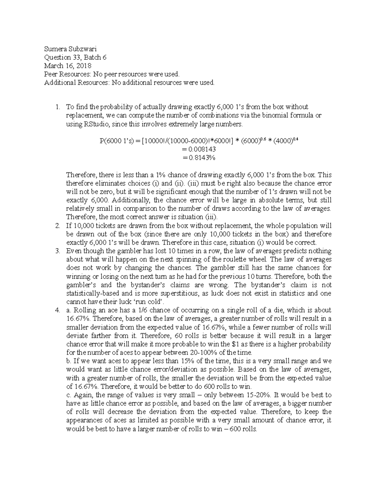 Question 33, Batch 6 - Mandatory homework assignment - Sumera Subzwari ...