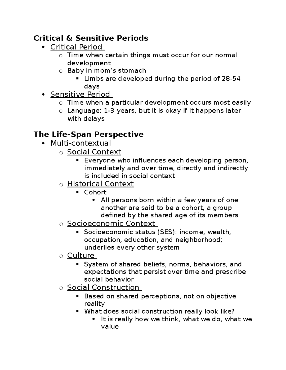 HDFS Chapter 1 Notes - Critical & Sensitive Periods Critical Period o ...