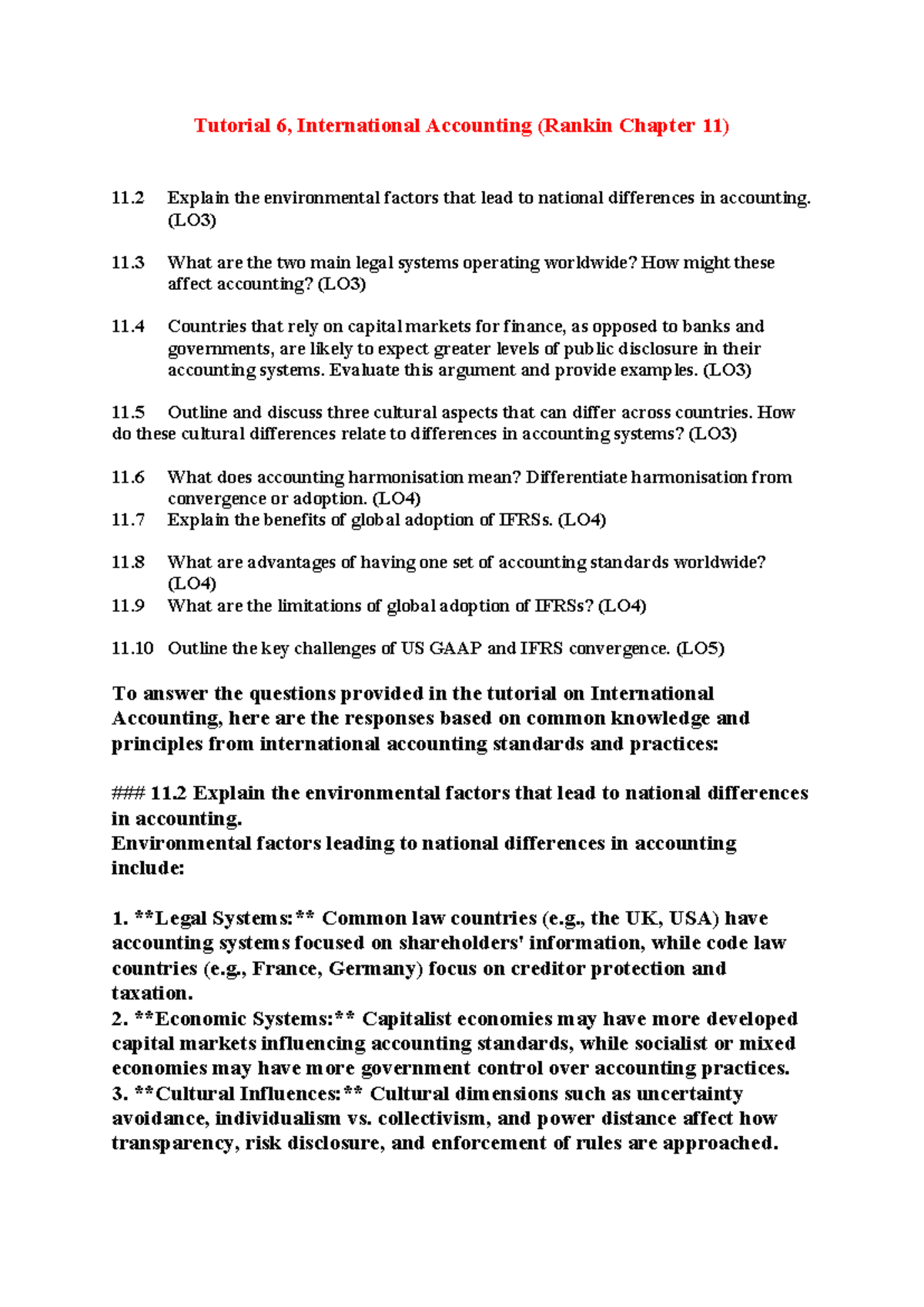 Workshop questions IA - Tutorial 6, International Accounting (Rankin ...