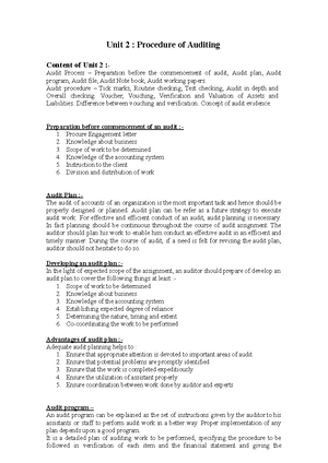 Introduction to Auditing - Module 1 - Unit 1 : Introduction Content of Unit 1 :- Meaning & - Studocu