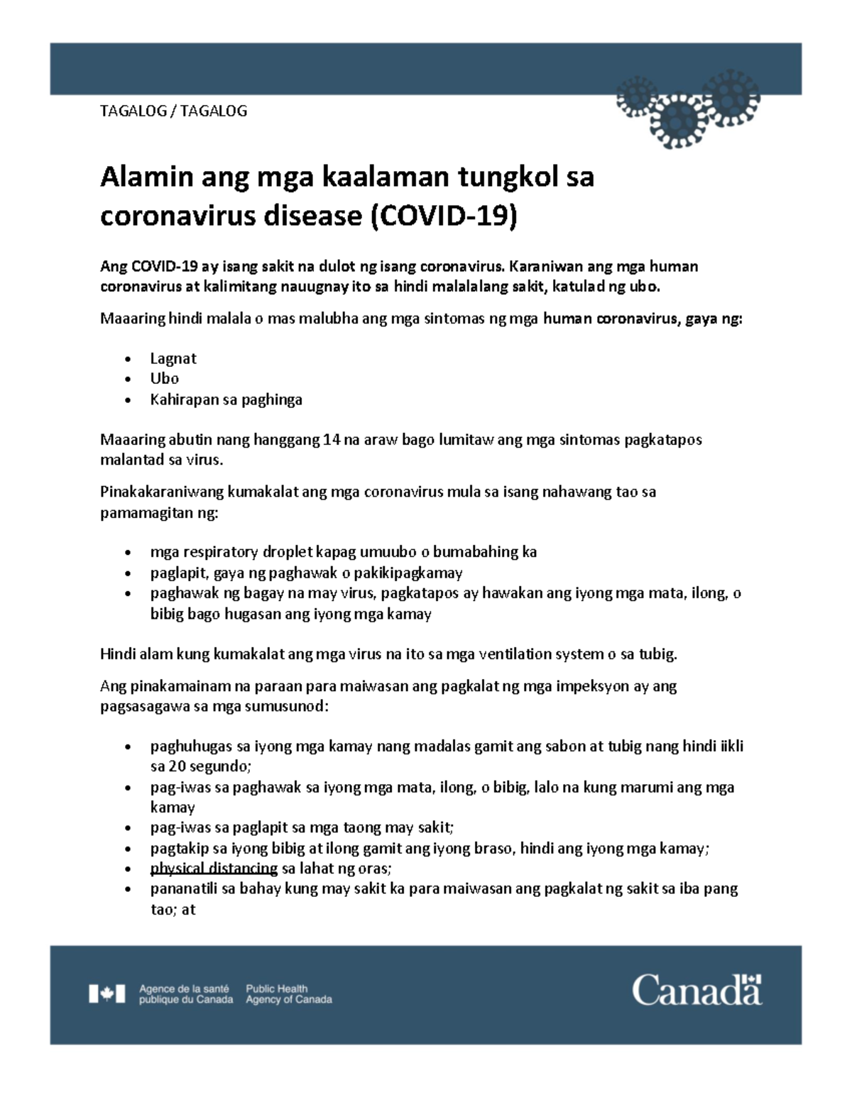 Covid 19 know the facts tgl - TAGALOG / TAGALOG Alamin ang mga kaalaman ...