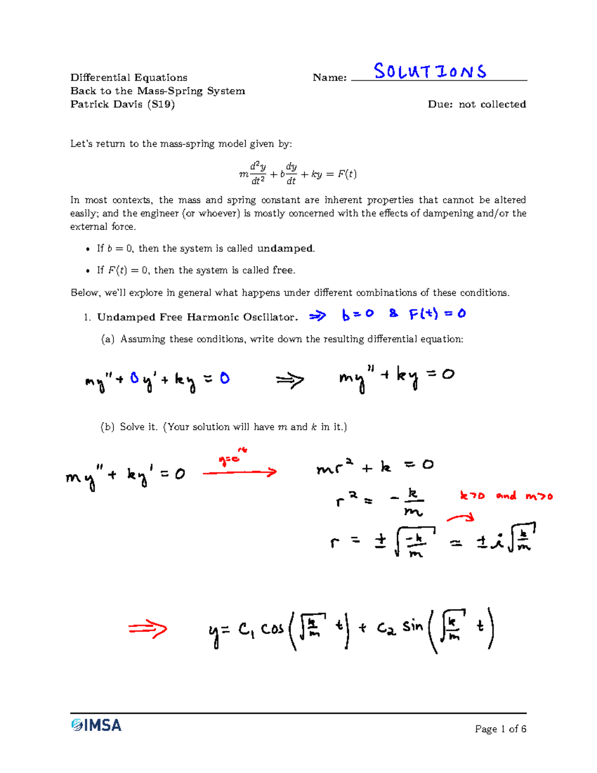 02-w2 Revisiting Mass Spring System Solutions - Differential Equations ...