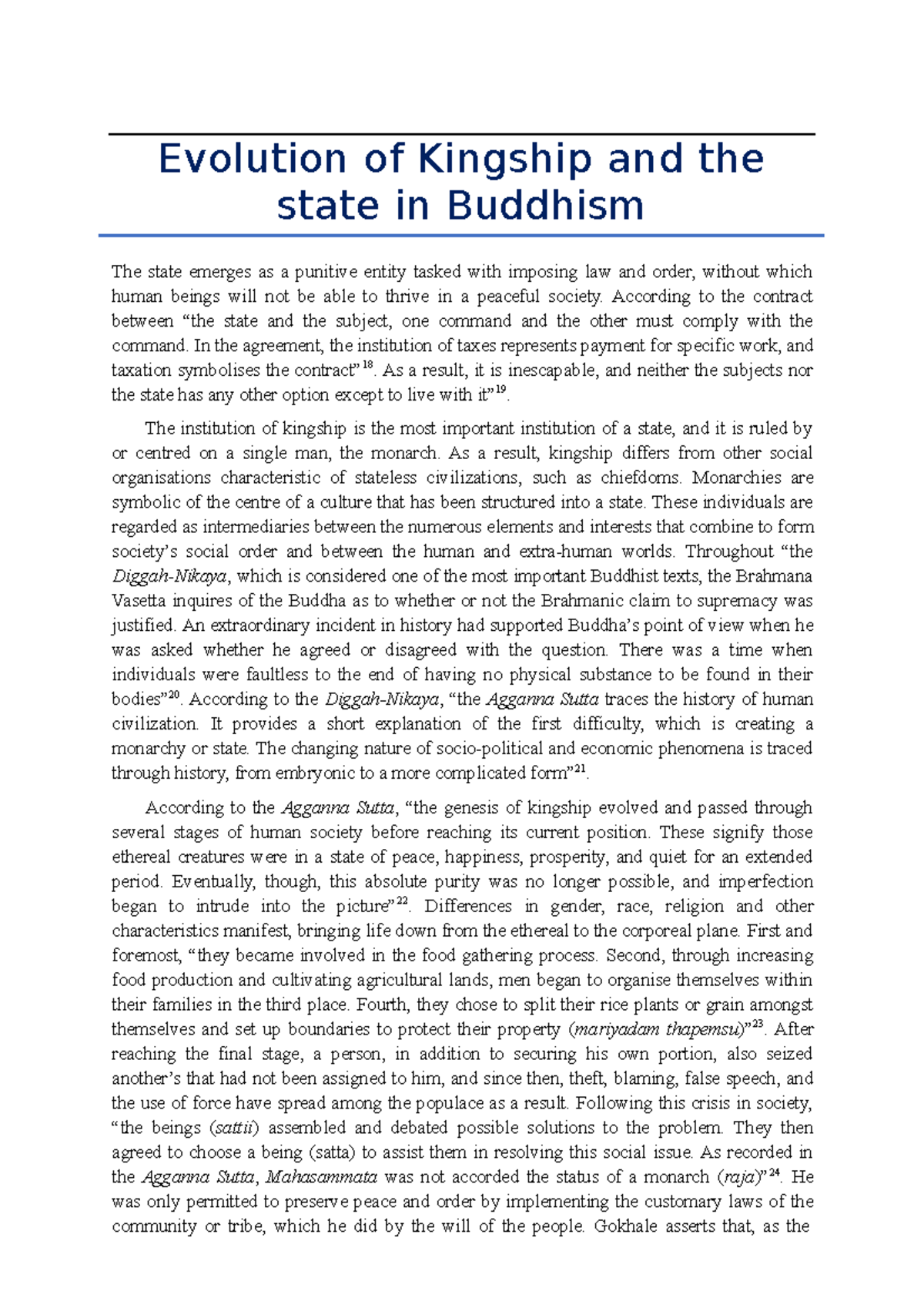 Evolution of Kingship and the state in Buddhism - Evolution of Kingship ...