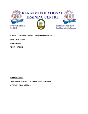 ICT CAT EXAM - revision questions - INTRODUCTION TO INFORMATION ...