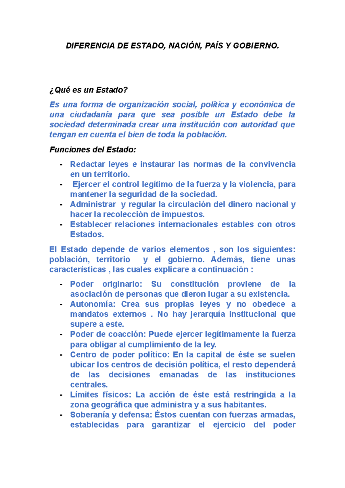 Estado, Nación, PAÍS Y Gobierno - DIFERENCIA DE ESTADO, NACIÓN, PAÍS Y ...