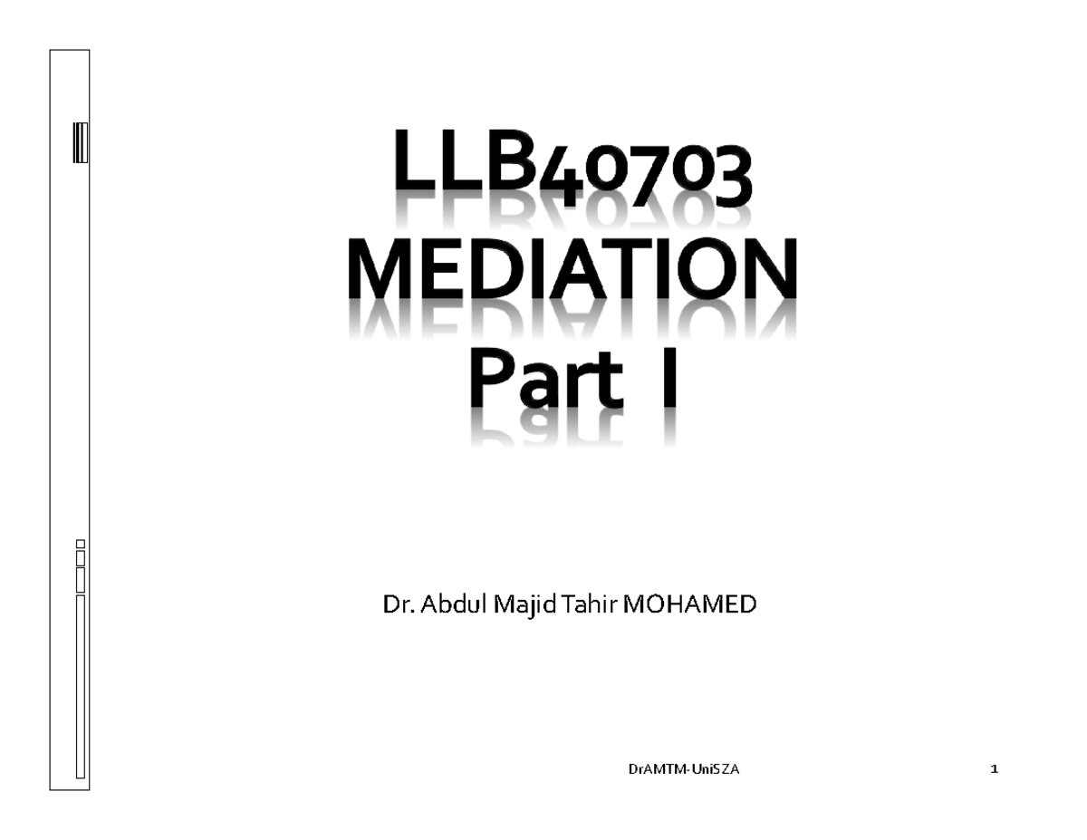 Chapter 5 Mediation Part 1 Dr Abdul Majid Tahir Mohamed At The End