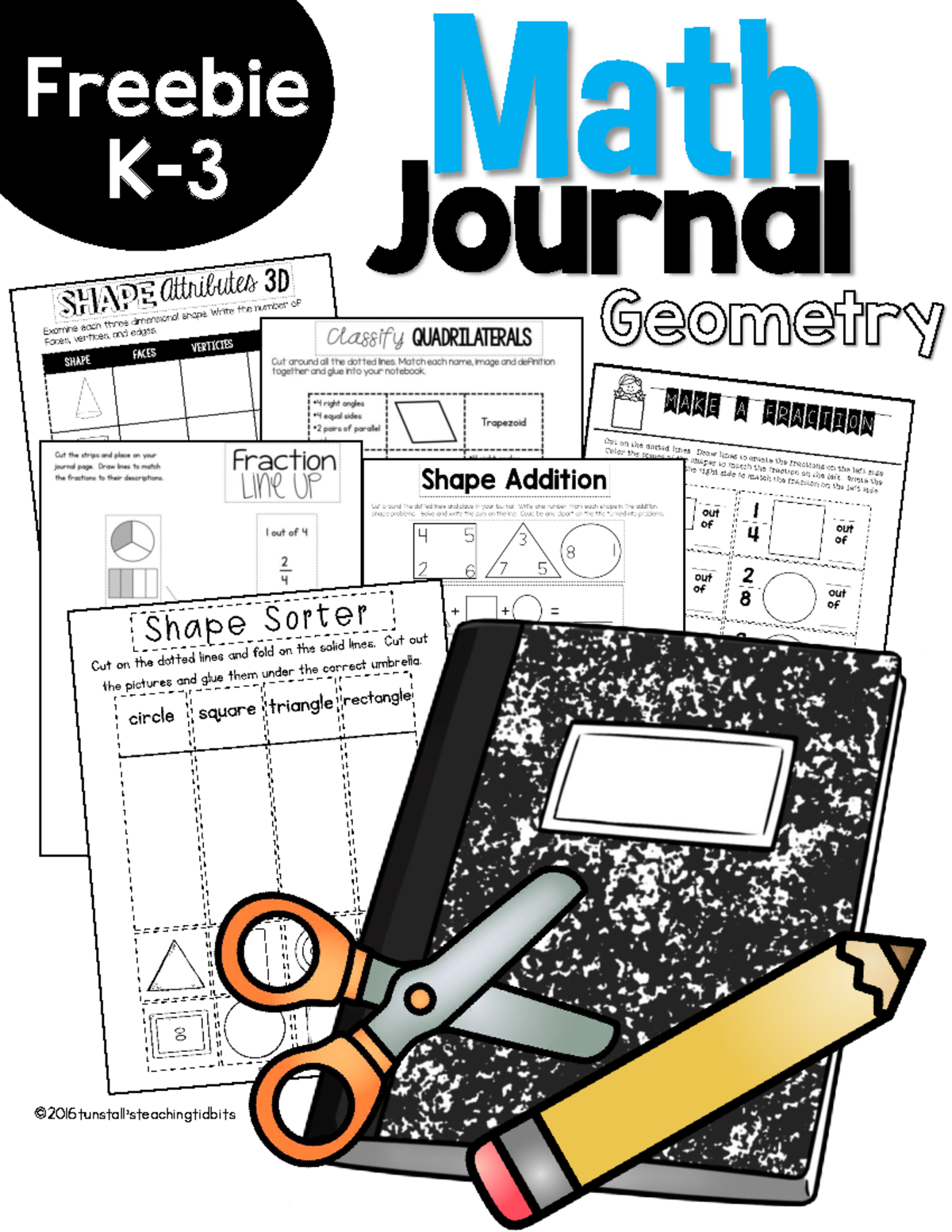 Math Journal Freebie K 3Geometry-1 - Math Journal Cut on the dotted ...