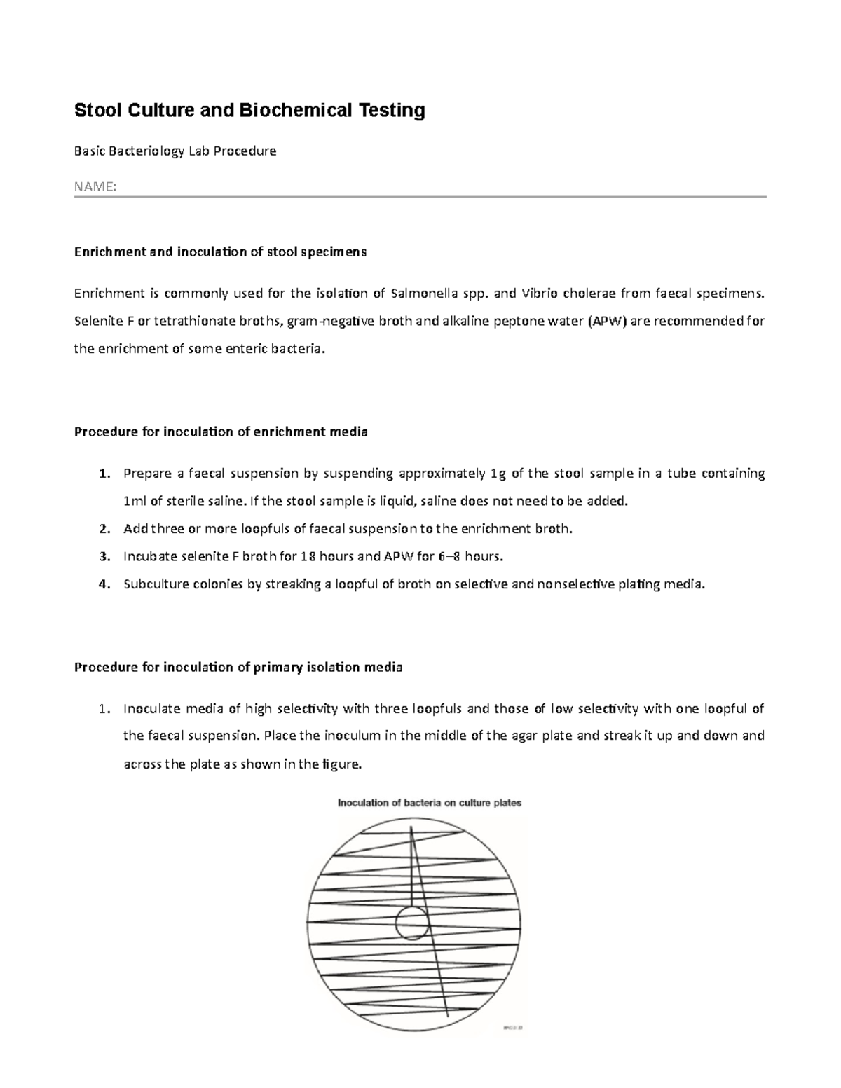 Stool Culture and Biochemical Testing (Autosaved) - Stool Culture and ...