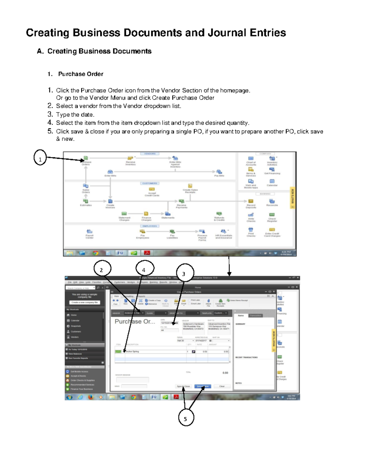 Topic 5 Creating Business Documents and Journal Entries - Creating ...