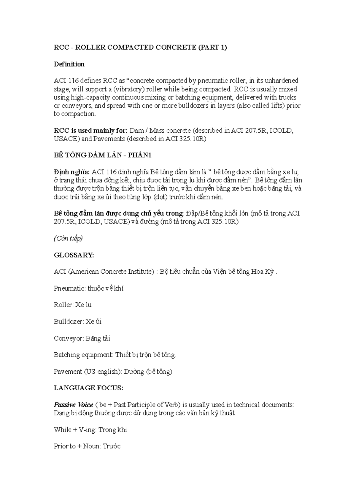 Be Tong Dam Lan - Be Tong Dam Lan - RCC - ROLLER COMPACTED CONCRETE ...