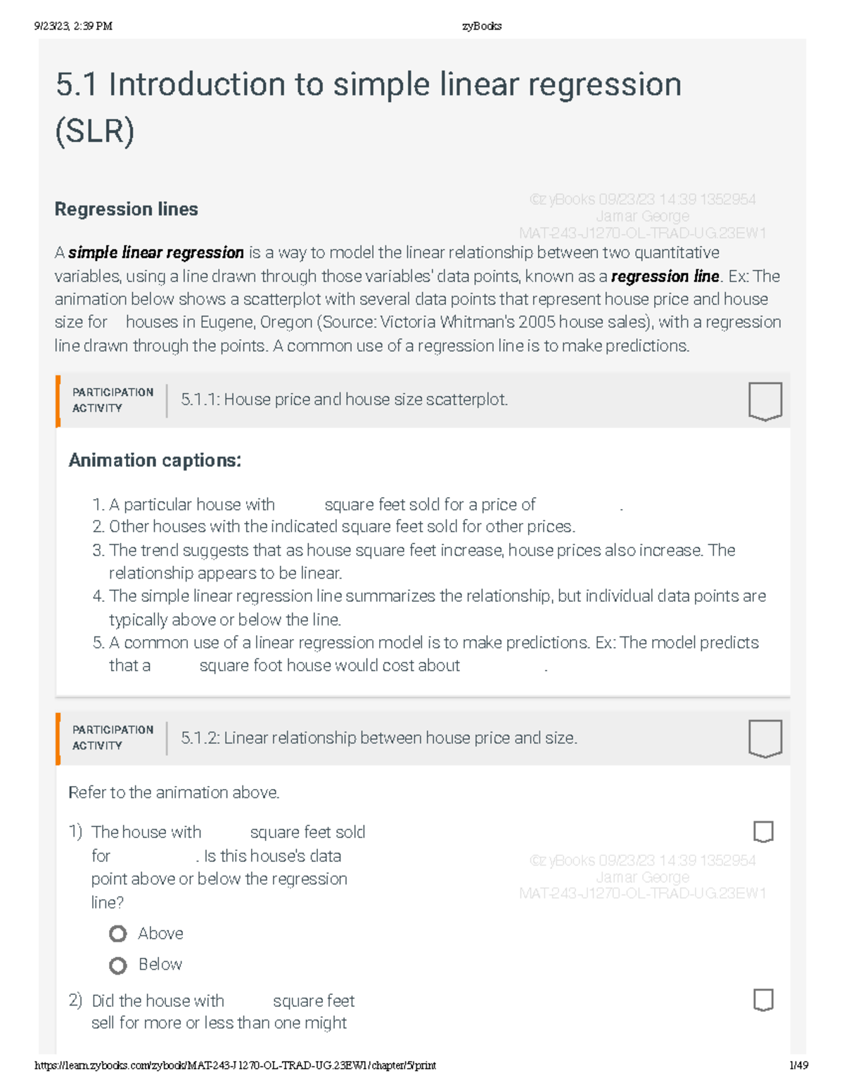 5. Linear Regression - Chapter 5 - 5 Introduction to simple linear regression (SLR) Regression ...