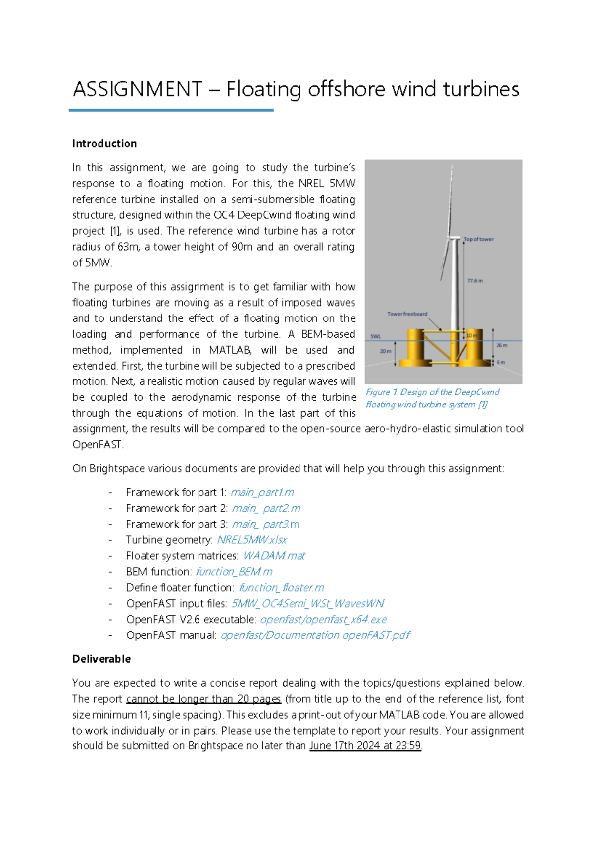 Assignment - ASSIGNMENT – Floating offshore wind turbines Introduction ...