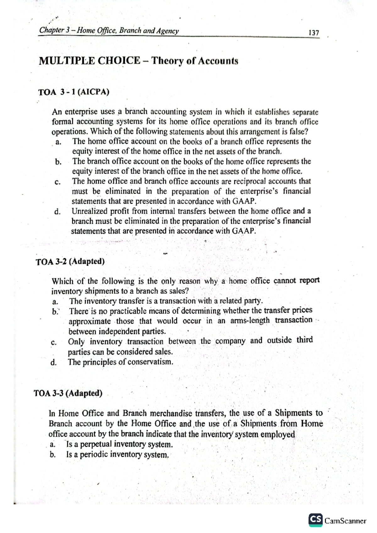 HOB - EOC - BS accountancy - Studocu