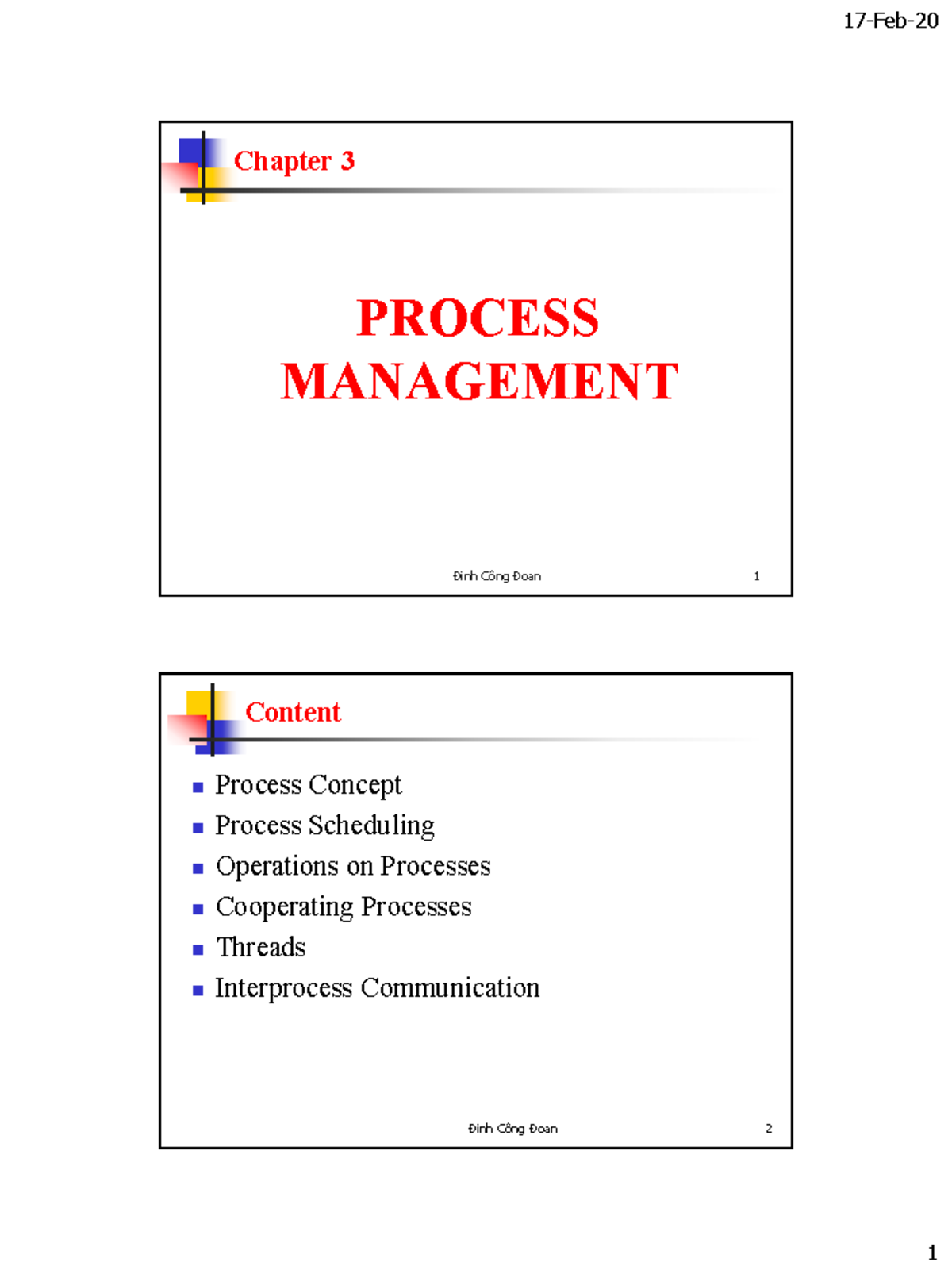C3-Process-Management - Chapter 3 PROCESS MANAGEMENT Đinh Công Đoan 1 ...