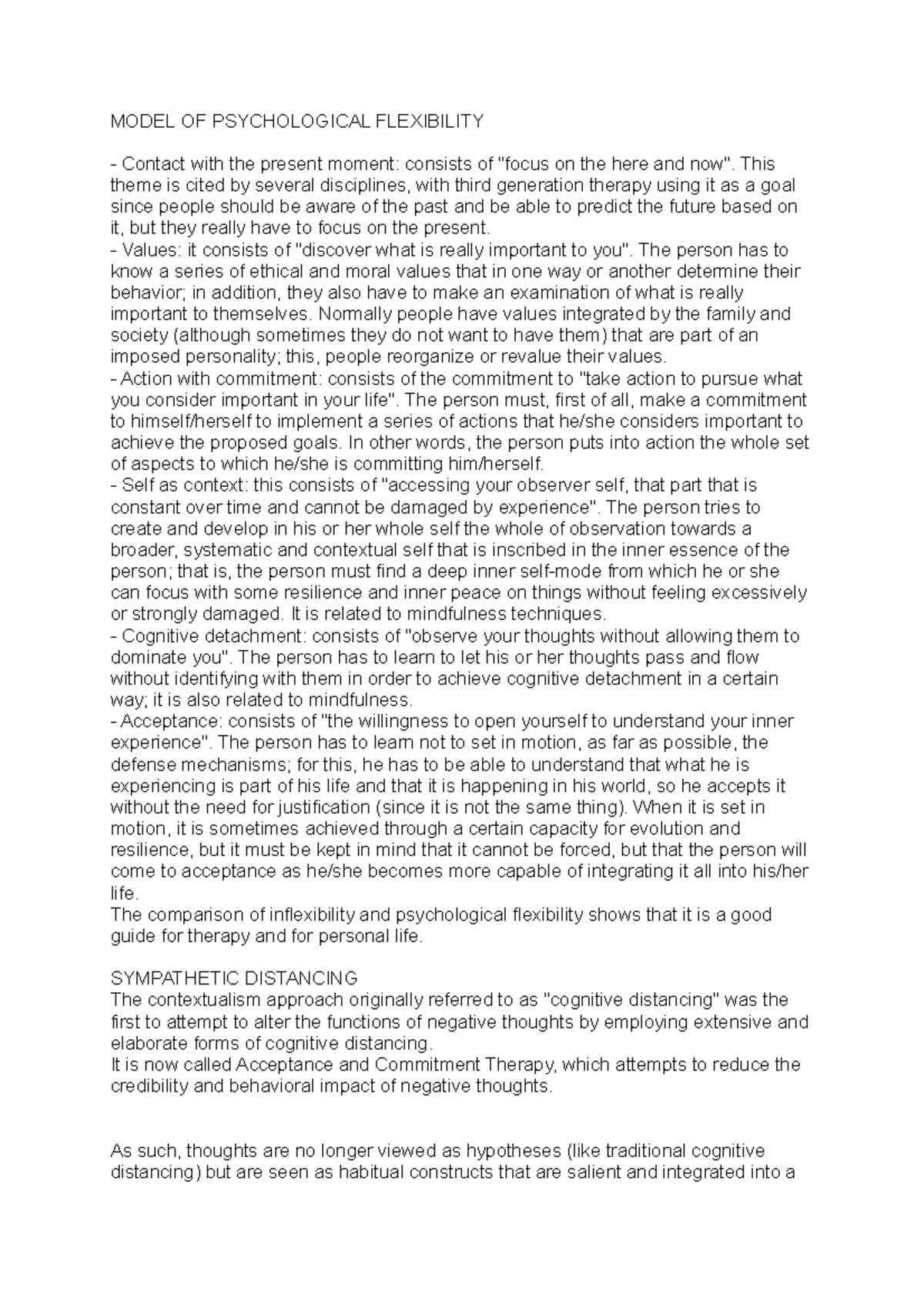 Model OF Psychological Flexibility - MODEL OF PSYCHOLOGICAL FLEXIBILITY ...