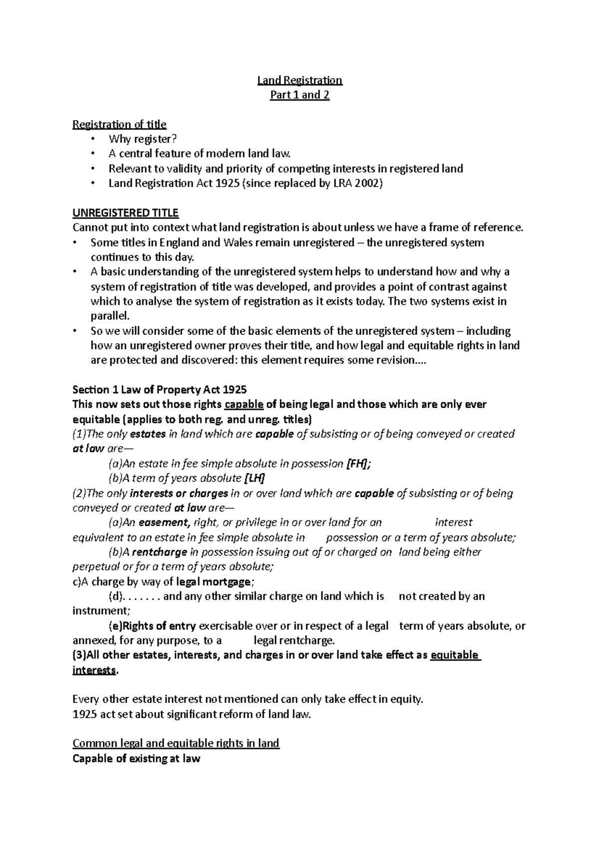 Land Registration land law - Land Registraion Part 1 and 2 Registraion ...