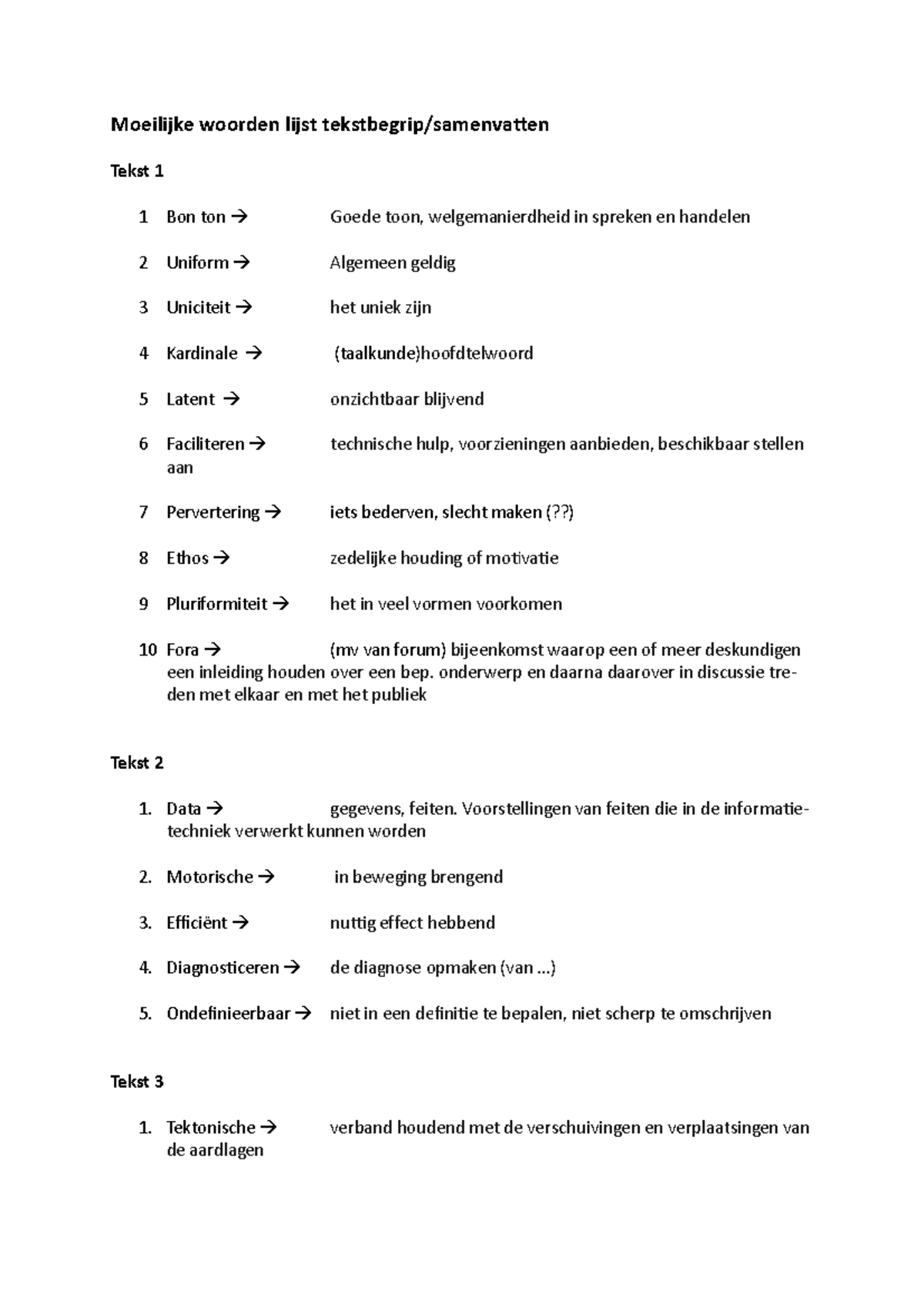 Moeilijke woorden lijst tekstbegrip - Moeilijke woorden lijst ...
