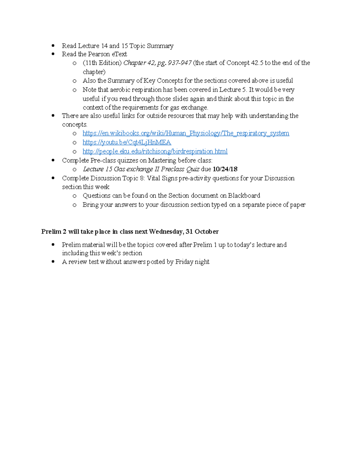 10-24-18 notes instructions - Read Lecture 14 and 15 Topic Summary Read ...