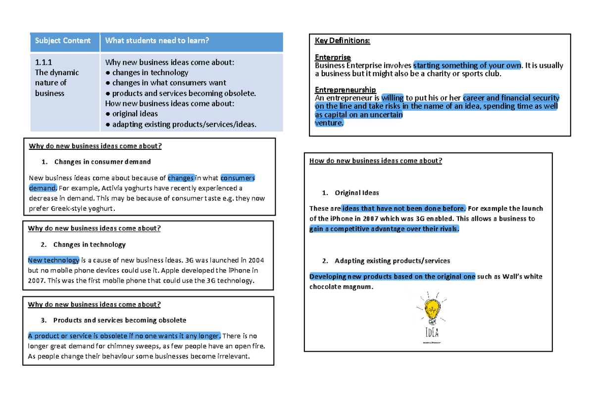 1 - Knowledge organiser - Subject Content What students need to learn ...